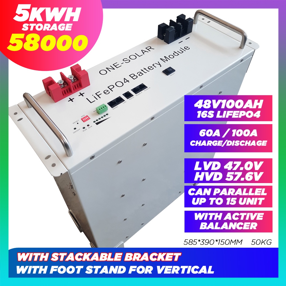 One Solar Lifepo4 Battery 16S 48V100AH Stand or Stackable | Shopee ...