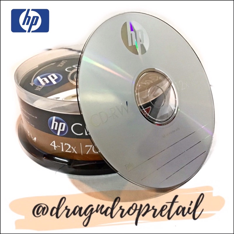 HP CD-RW CDRW CD RW 12X 700MB Rewritable Blank Disc Spindle by 25’s (25 ...