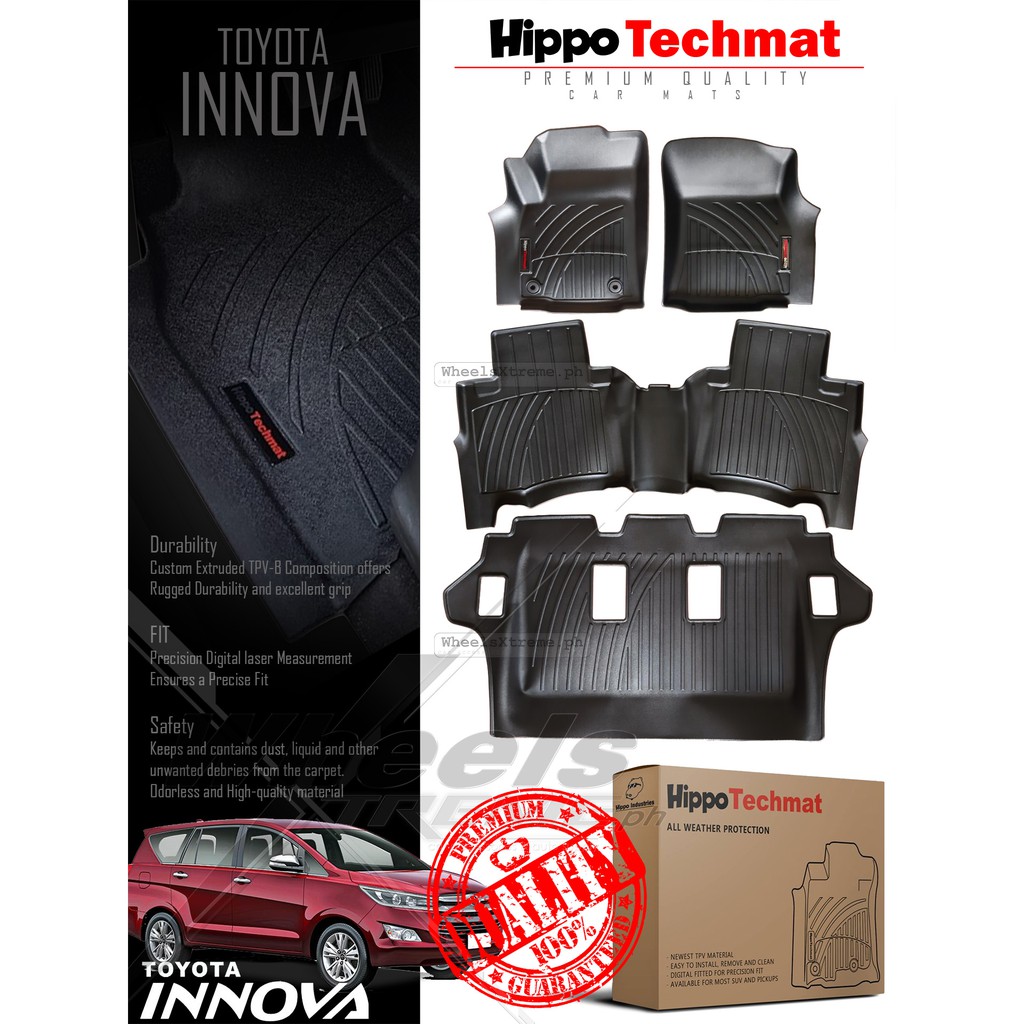 TOYOTA INNOVA / FORTUNER 2005 to 2026 1st-3rd Hippo Techmat Floor Liner ...