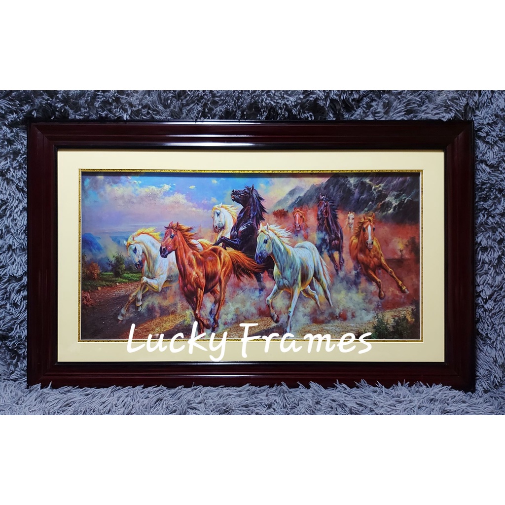 9 Lucky Horses Canvas Print Wall Decor with Wood Frame 62cm x 102cm ...