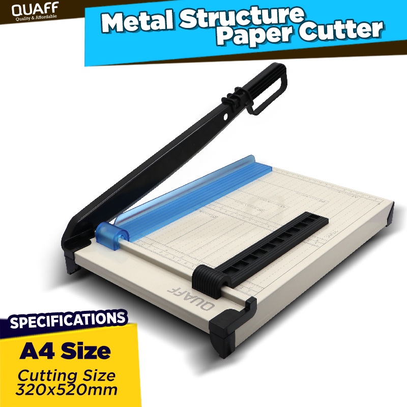 QUAFF Paper Cutter Metal Structure A4 Size with Adjuster and Stopper ...