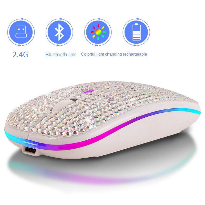 Diamond-Inlaid Mouse Bluetooth Dual-Mode Wireless Charging Laptop ...