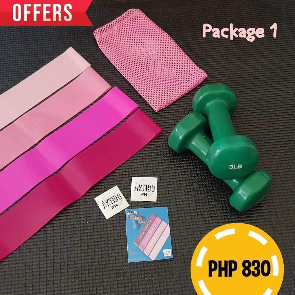 Aktibo PH Package 1 (Dumbbell 3lbs, Booty Band 4pcs) | Shopee Philippines