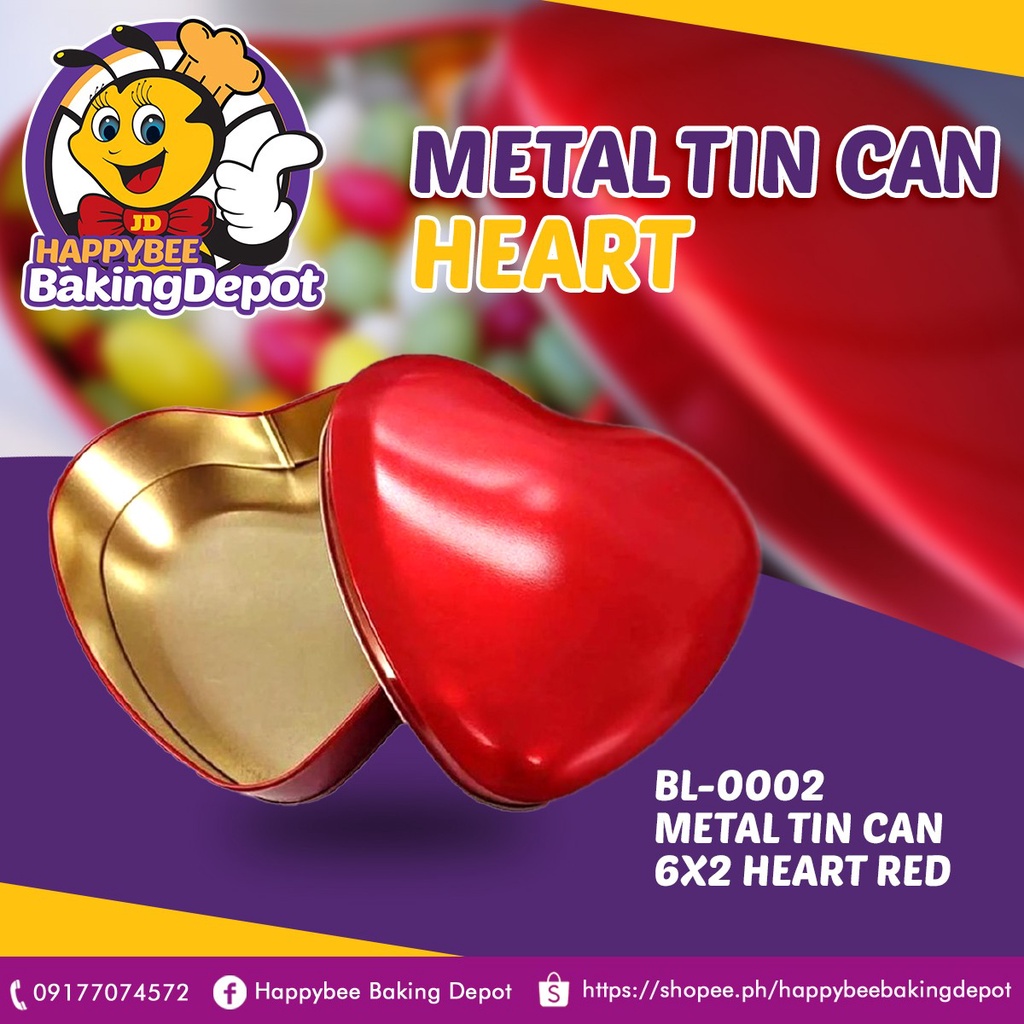 METAL TIN CAN 6X2 HEART RED | Shopee Philippines