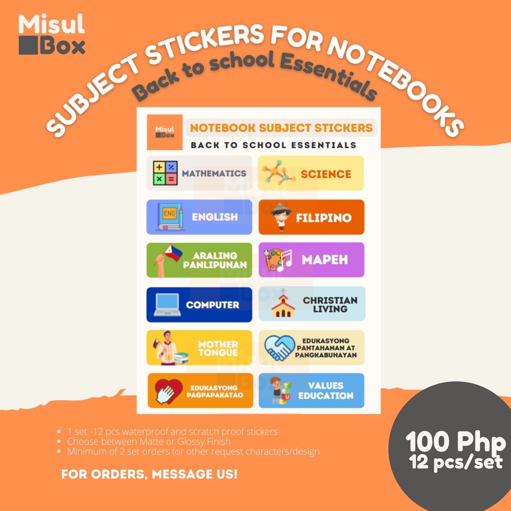 Waterproof and Scratcproof SUBJECT STICKERS LABELS | Shopee Philippines