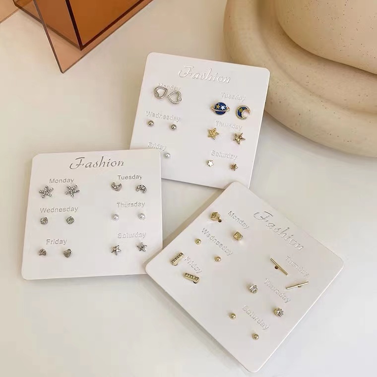 6 Sets s926 Silver Needle Small Earrings Collection Many Temperament ...