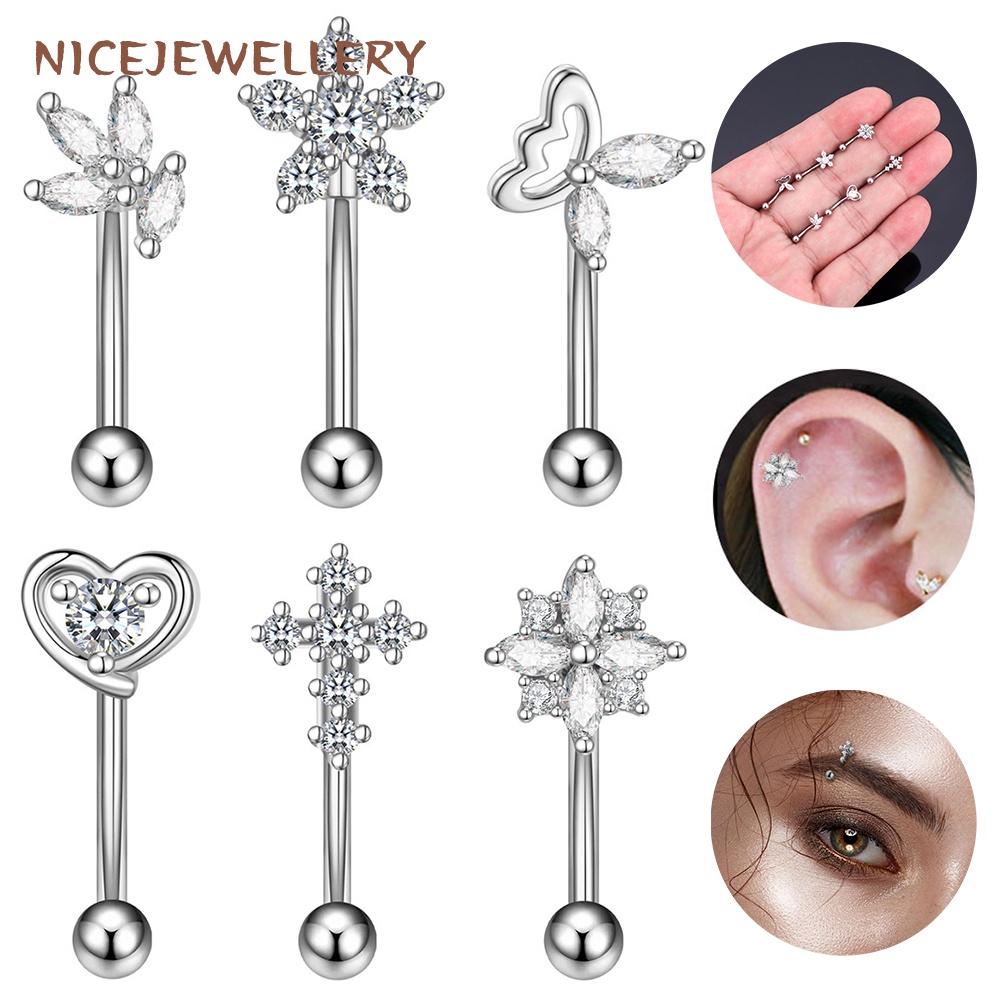 1 PC Rook Daith Piercing 16G Cartilage Piercing Stainless Steel Eyebrow ...