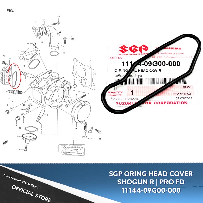 SGP ORING CYLINDER HEAD COVER SHOGUN R | PRO FD125XRM 11144-09G00-000 ...