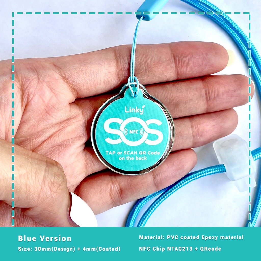 LinkySOS Tag - NFC & QR Code Necklace for Kids, Elderly / Senior & PWD ...