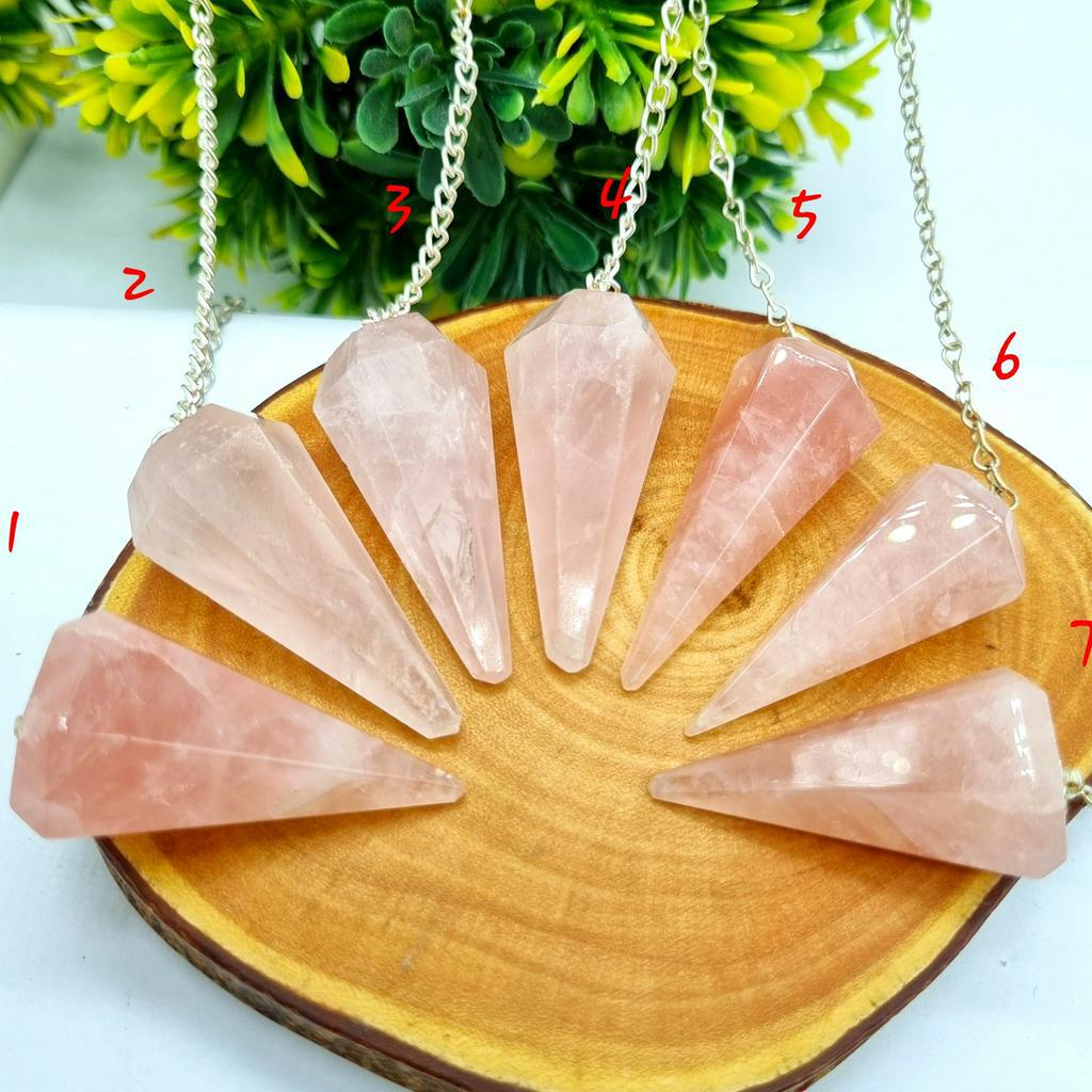 Rose Quartz Crystal Pendulum - Rose Quartz Healing Crystal - Dowsing Crystal | Shopee Philippines
