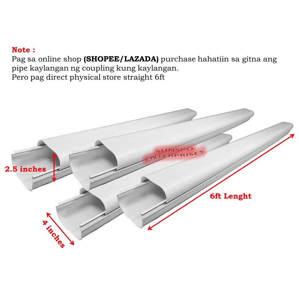 4"x2.5" - PVC Molding / Cladding for Air Conditioning Cover (pipe only ...