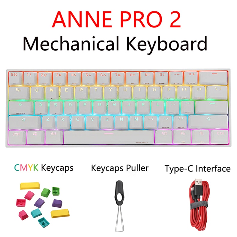 【Original】 Anne Pro 2 Mechanical Gaming Keyboard 61 Keys Bluetooth USB ...