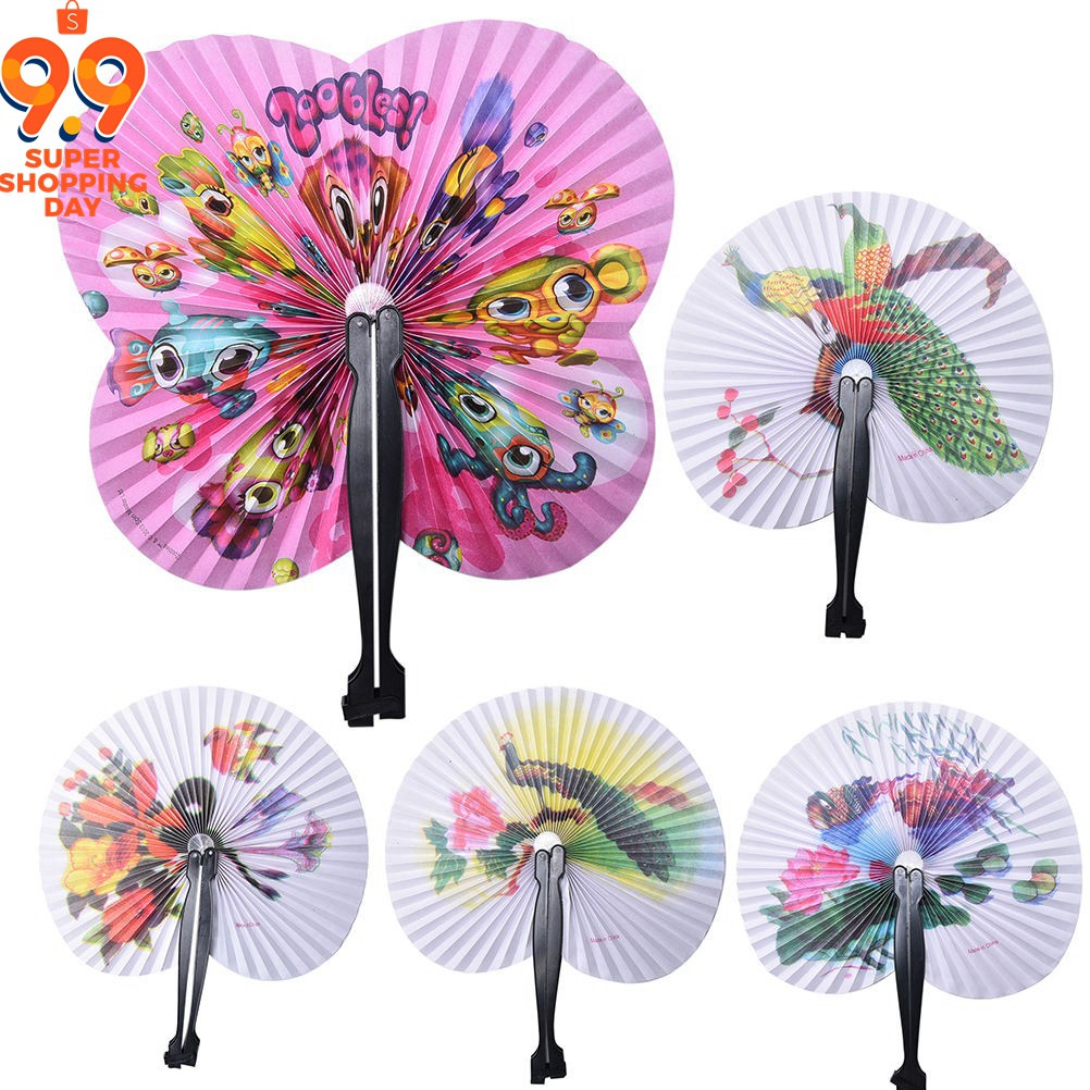 Kids Child Girl Chinese Fan Folding Round Paper Hand Fans | Shopee ...