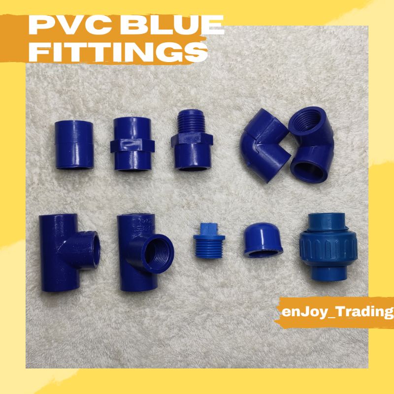 PER PIECE 1/2" 3/4" 1" PVC Blue Fittings Blue Coupling Elbow Tee Male ...