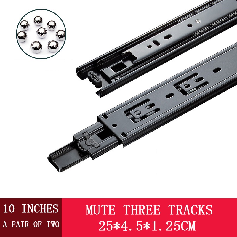 (1 pair) Drawer Guide Three-section Guide Full Extension Ball Bearing ...