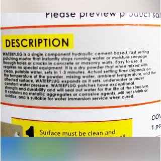 Thoro Waterplug Fast Setting Cement 1 Liter Water Plug | Shopee Philippines