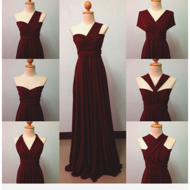 MAROON INFINITY DRESS WITH ATTACHED TUBE | Shopee Philippines