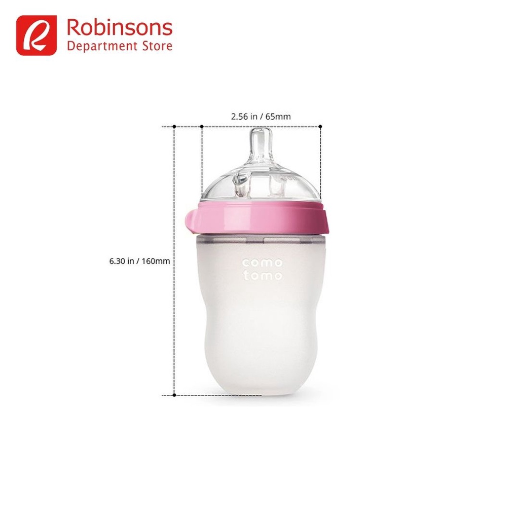 Comotomo 8oz Medium Flow Twinpack Feeding Bottle 3-6 months (Pink ...