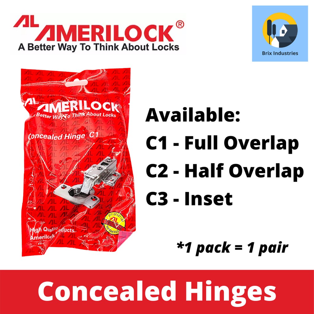 Amerilock Original Concealed Hinges C1, C2, C3 (1 Pair) Full Overlap ...
