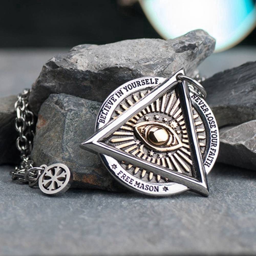 Masonic Triangle Pendant Necklaces, Men Punk Ghost Death Head Jewelry ...