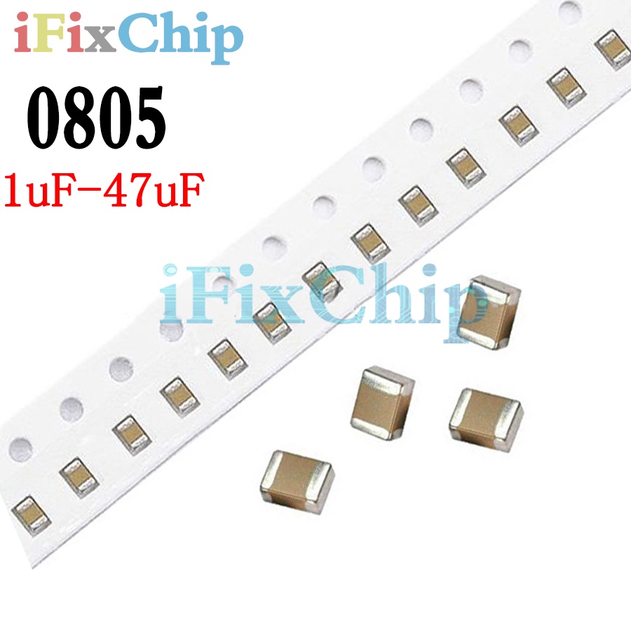 100pcs 0805 1uF-47uF 2.2uF 4.7uF 10uF 22uF 50V SMD Thick Film Chip Multilayer Ceramic Capacitor ...