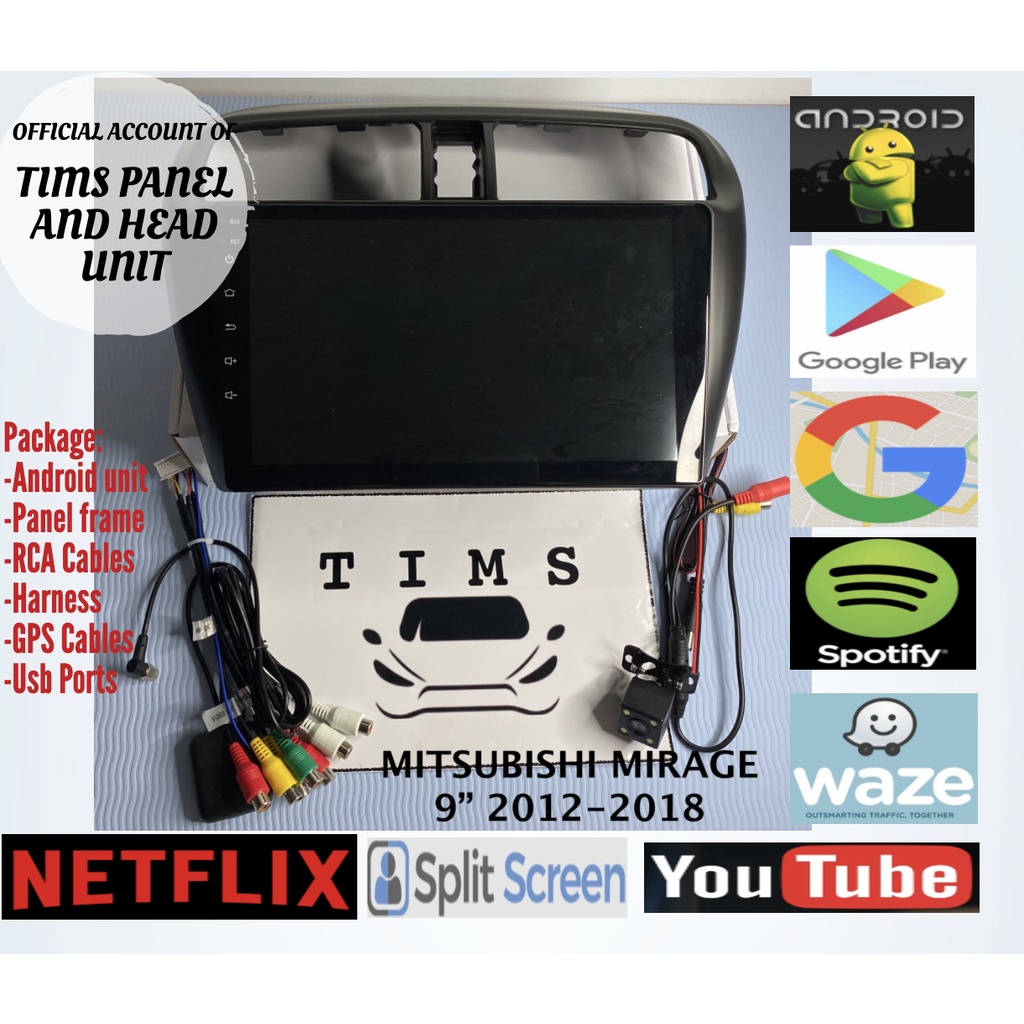 MITSUBISHI MIRAGE 9" Android Head Unit/ Stereo Panel IPS AHD | Shopee ...