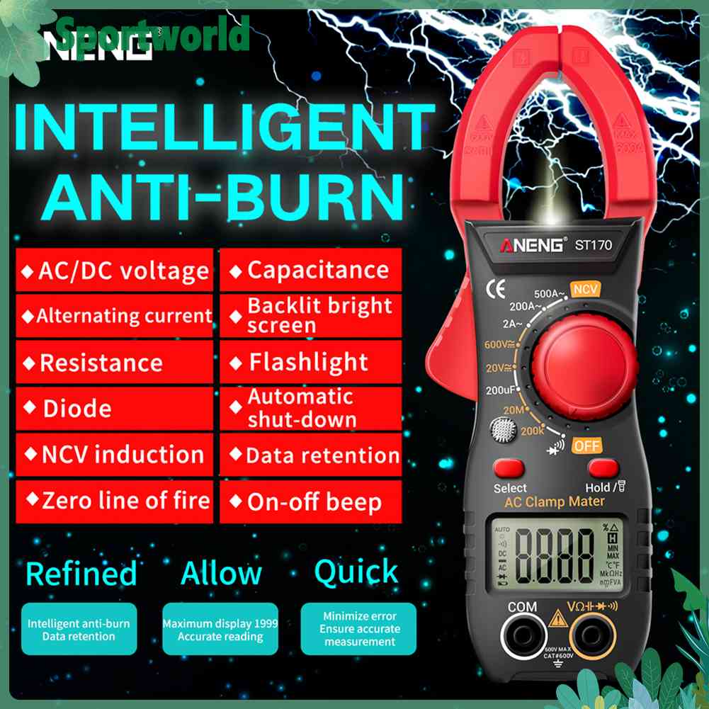 Redtool ANENG ST180 Digital Multimeter Clamp Meter Current Clamp Meter ...