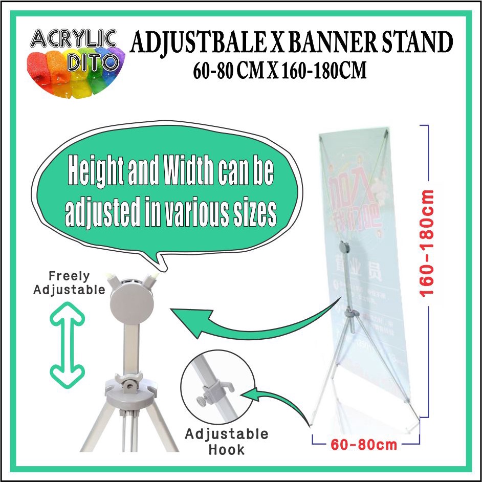 Adjustable X Banner Stand Tarp Standee Tarpaulin Stand Decor Display ...