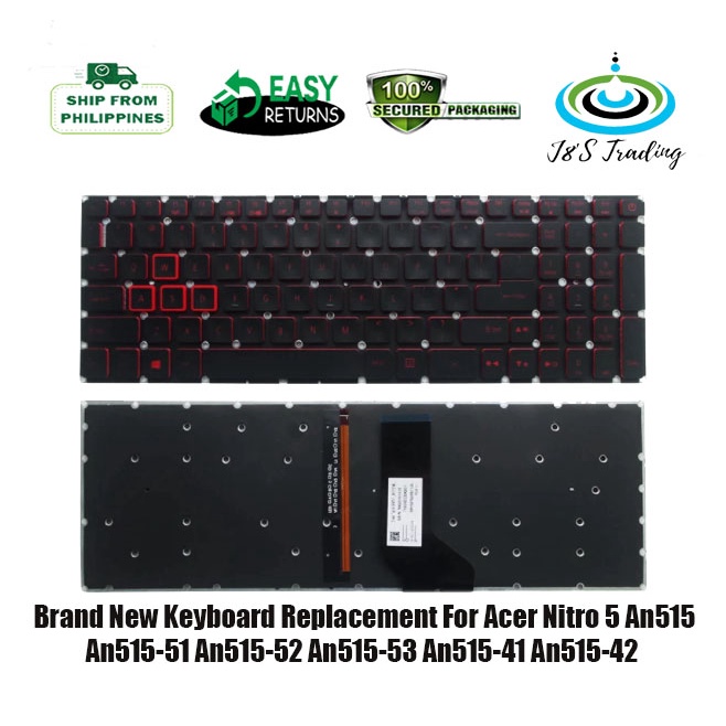 Keyboard Replacement For Acer Nitro 5 An515 An515-51 An515-52 An515-53 ...