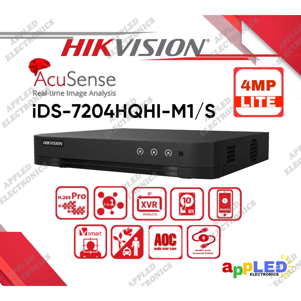 Hikvision iDS-7204HQHI-M1/S Acusense 4CH 4MP LITE H.265 Pro+ DVR with ...