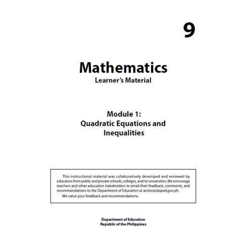 Grade 9 Math Kto12 Module Learners Manual Module Piso Print K12 ...