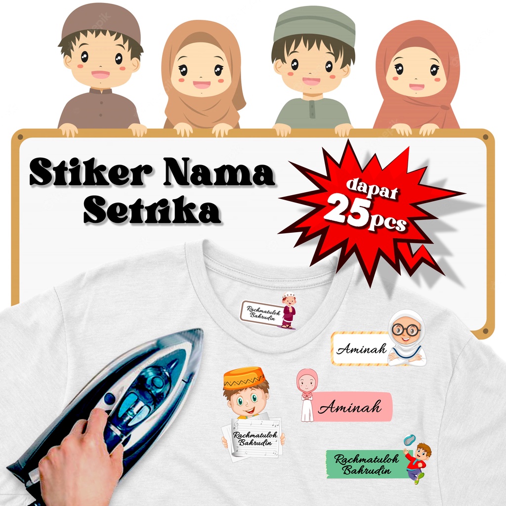 Children's NAME STICKER CHILDREN'S NAME LABELS PESANTREN BAG STICKERS ...