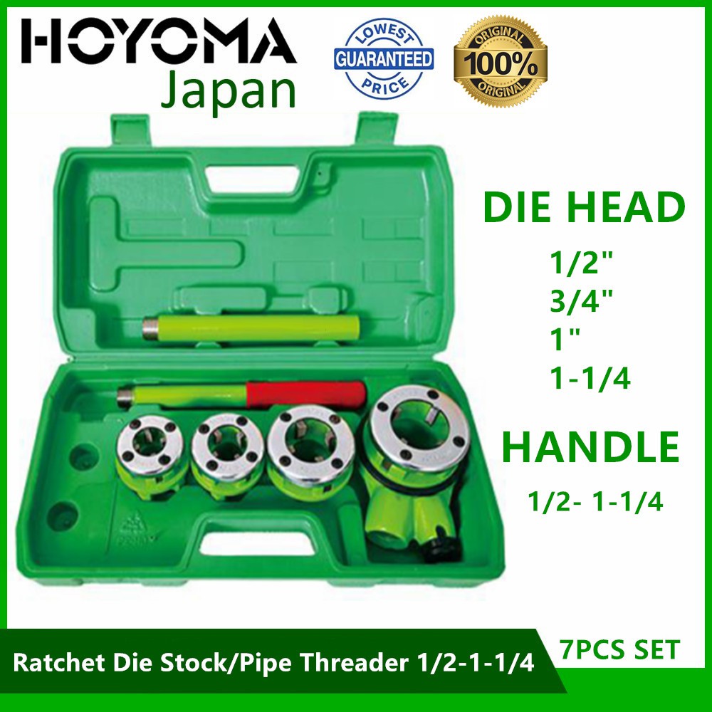 HOYOMA RATCHET DIE STOCK heavy-duty pipe thread set 1/2'',3/4'',1'' 1-1 ...