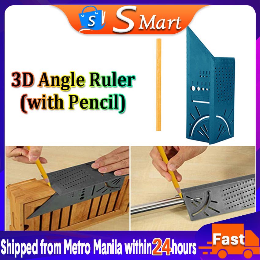 3D Mitre Angle Measuring Ruler Corner Ruler Woodworking Line Gauge T ...