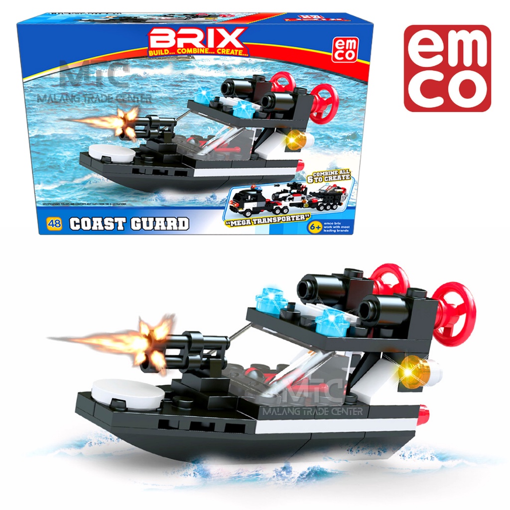 Lego Bricks Emco Brix Block Toys Police Car Marine Ships And ...