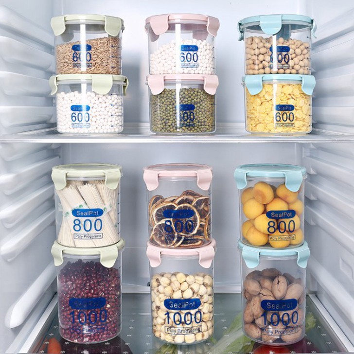 600/800/1000ML Plastic Food Storage Box Transparent Dry Food Container ...