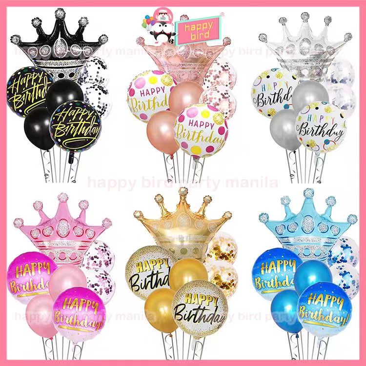 (Happy Bird) 7pcs HBD Foil Balloon Crown party decor partyneeds party ...