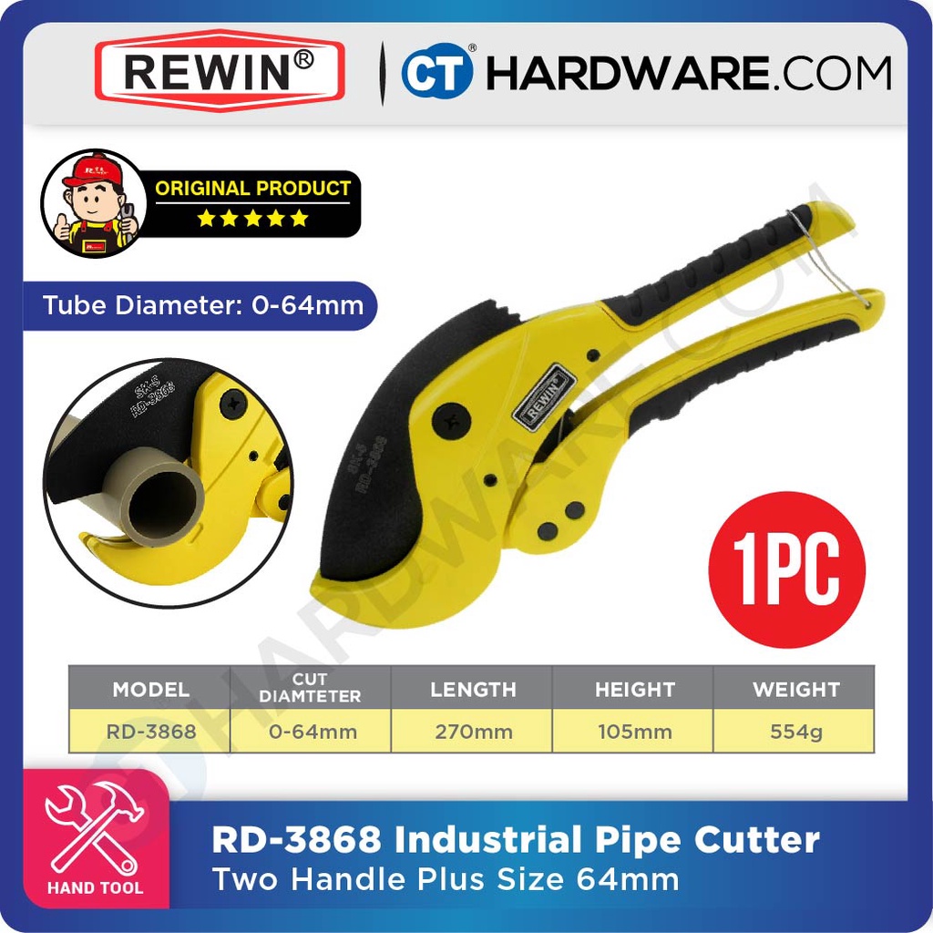 REWIN RD3868 (64MM) PIPE CUTTER / PIPE SCISSORS FOR PPV, PVC, PPE, TUBE ...