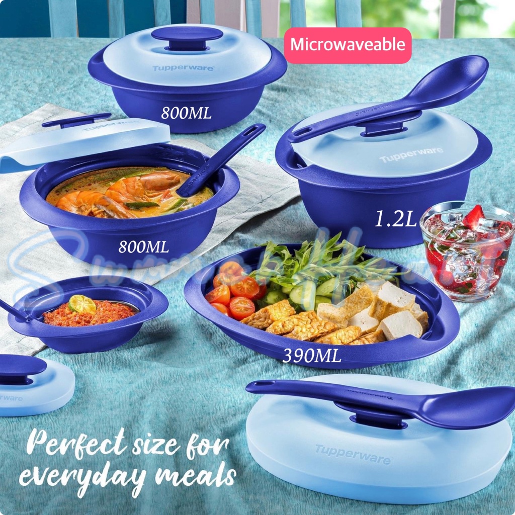 Tupperware Royale Blue Petit Serveware Set with Box / Serving Platter ...