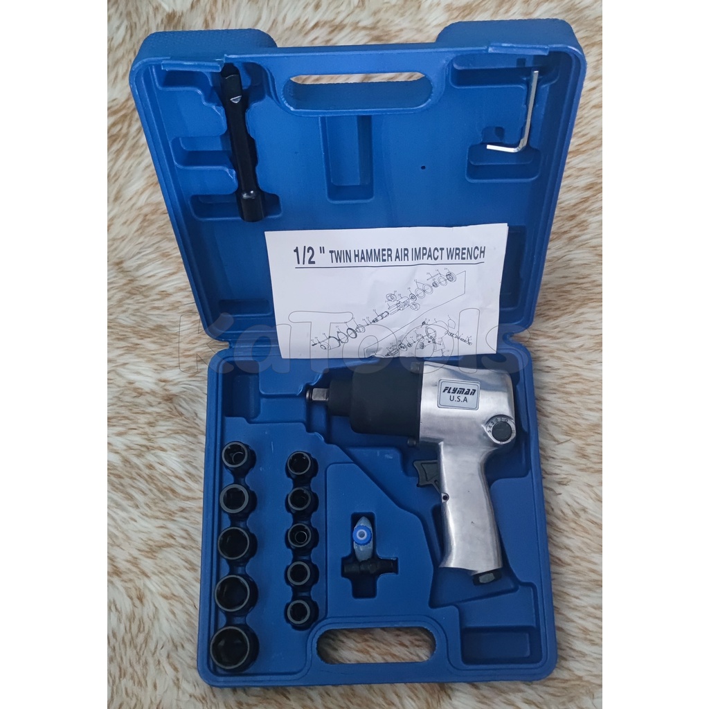 FLYMAN PNEUMATIC AIR IMPACT WRENCH 1/2" DRIVE TWIN HAMMER FOR ...
