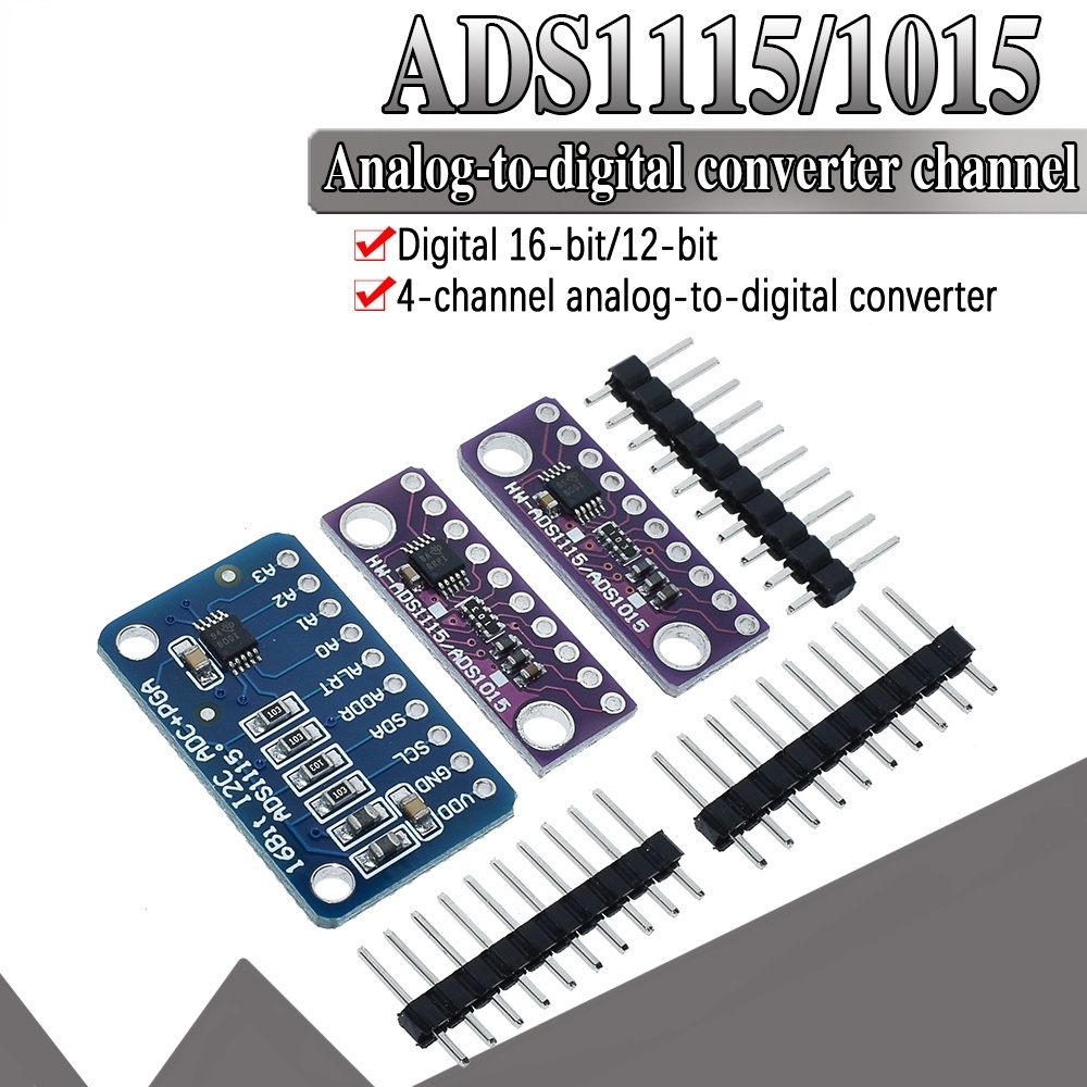 16 Bit I2C ADS1115 ADS1015 Module ADC 4 Channel with Pro Gain Amplifier 2.0V to 5.5V for Arduino ...