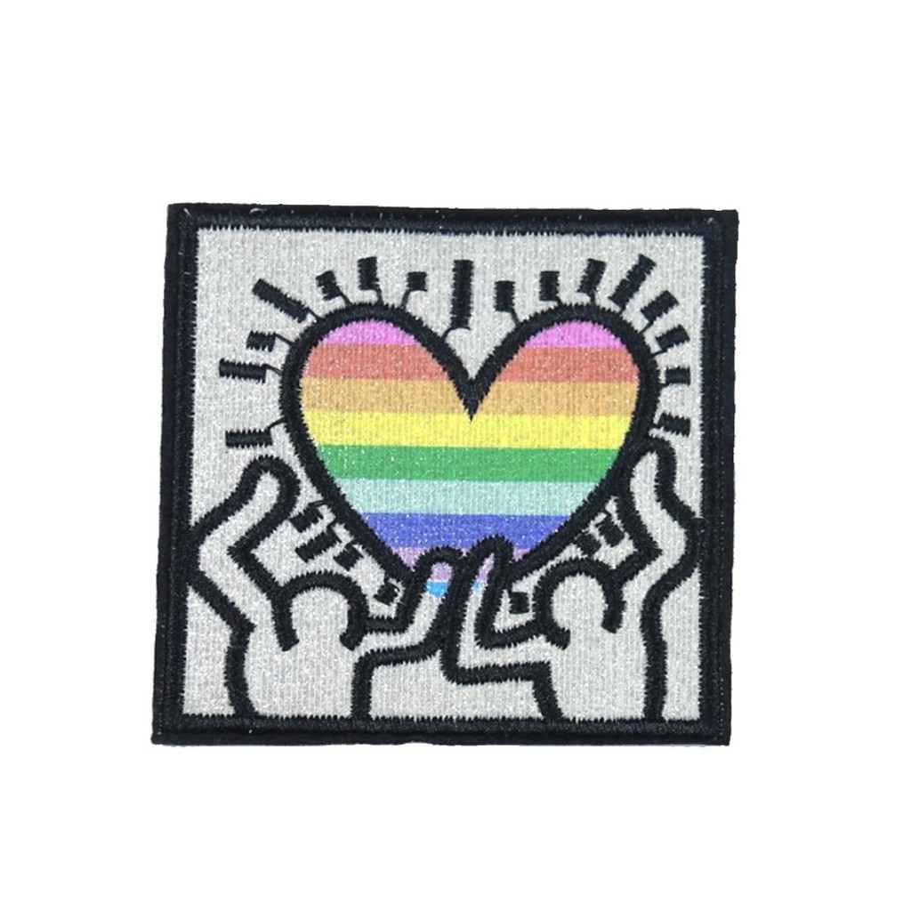 Keith Haring Glitter Rainbow Heart Pride Celebration Iron on DIY Decor ...
