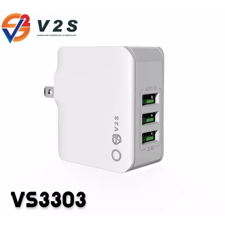 V2S VS3303 Auto-ID Mobile Phone Charger With Three-in-one Output USB ...