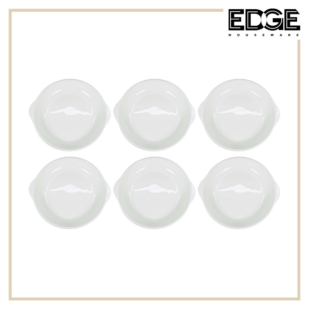 Edge Durable Ceramic 6 Piece Dessert Plate Set, Elegant White Serving ...