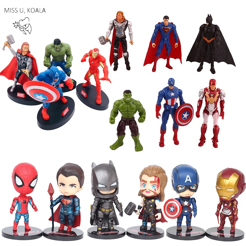 Avengers Figures Super Hero Incredible 6pcs set Spiderman Iron Man ...