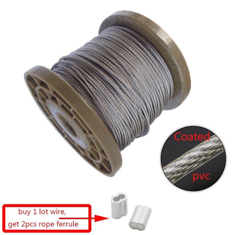 5 Meter Steel PVC Coated Flexible Wire Rope soft Cable Transparent ...