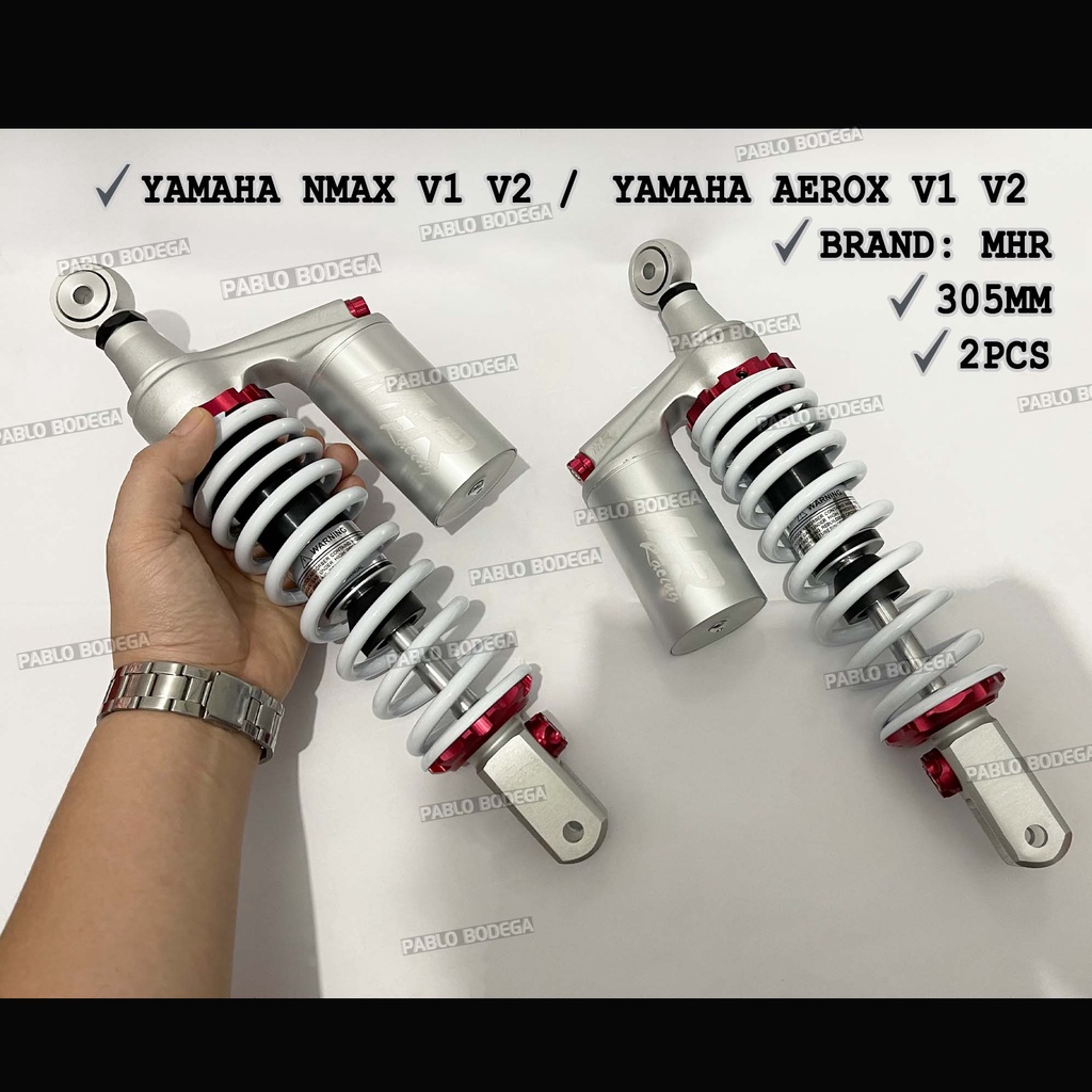 Yamaha NMAX AEROX V1 V2 Rear shock absorbers 2pcs with Baso style WHITE ...