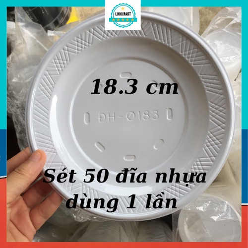 Bag of 50 18.3cm plastic plates, disposable plastic plates, LINHMART ...