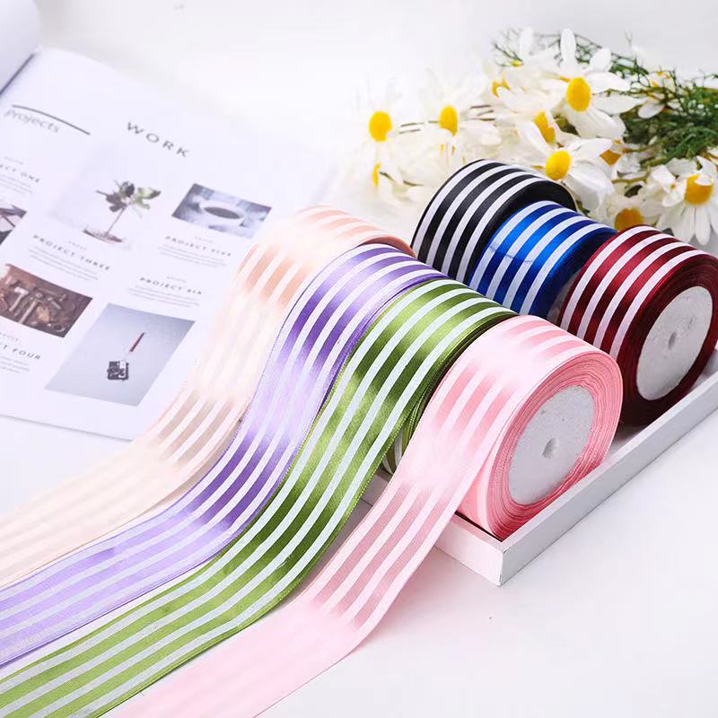 25Yards/roll 2.5cm Stripe Satin Ribbon for Gift packaging and DIY ...