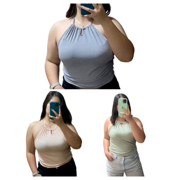 MAXINEHALTERCROPTOPS fit medium to semi plus size | Shopee Philippines
